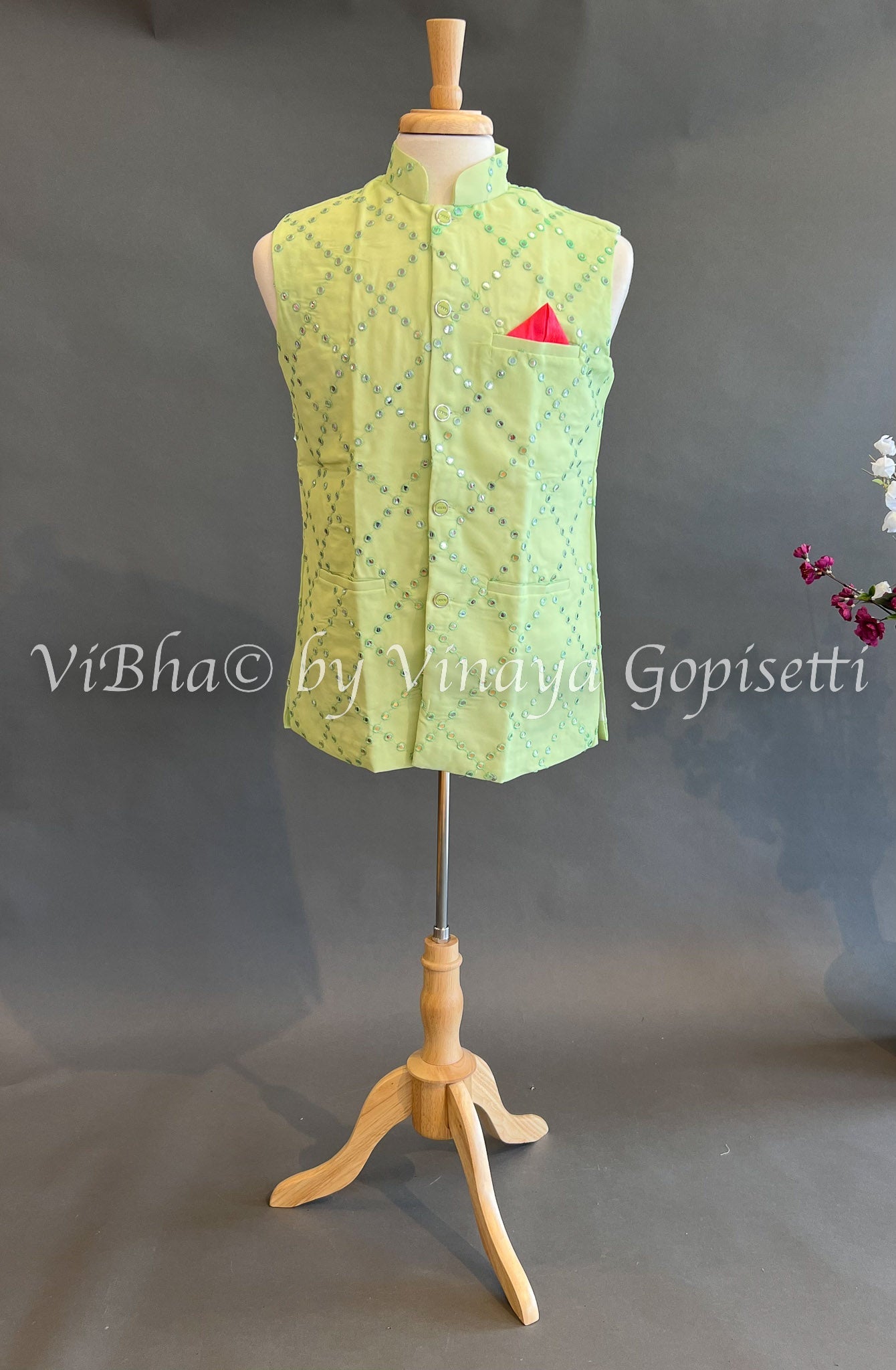 Shimmering Elegance: Faux Mirror Work Vest – ViBha